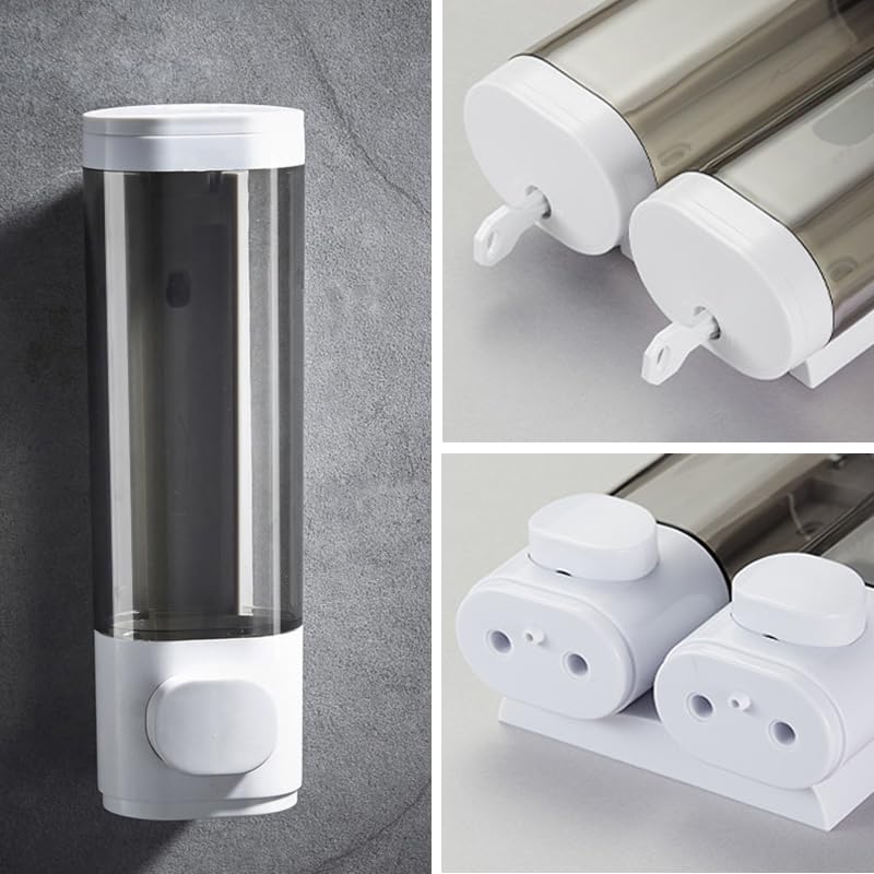 Manual Soap Dispensers Wall Mount,300ml Bathroom Shower Dispenser, Press Manually Lotion Shower Soap Dispenser Use for Home, Bath, Kitchen, Hotels, Apartment, Restaurants(White)