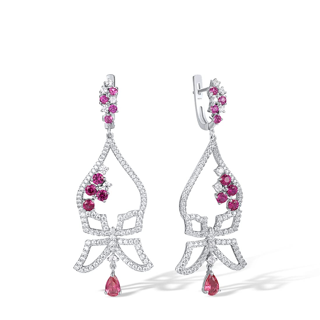 Santuzza 925 Sterling Silver Golden Handstand Rose Drop Earrings Cubic Zirconia Yellow Plated Stud Earrings for Women