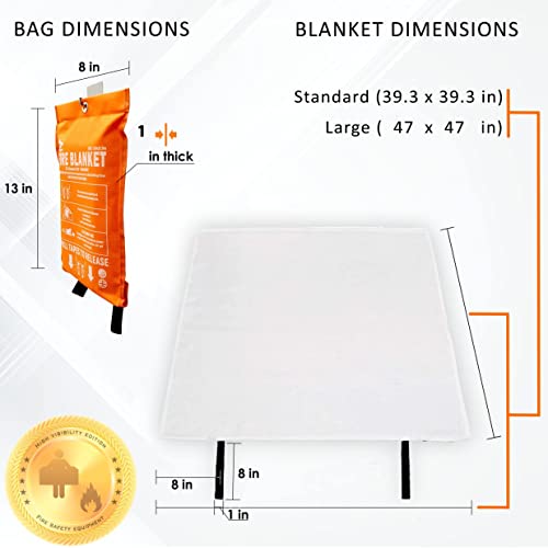 Supa Ant Emergency Fire Blanket for Home and Kitchen - 2 Pack 1500F High Visibility (Glow in The Dark) Smother Kitchen Fire Blanket - CE Certified Hero Fire Blankets Emergency for Home (40in)