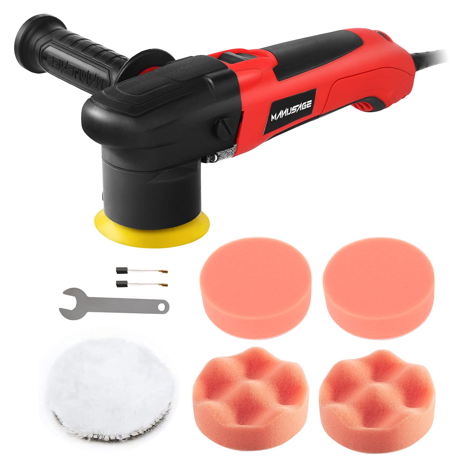 MANUSAGE 3-Inch Dual Action Car Polisher Tire Inflator Air Compressor & Work light Kit