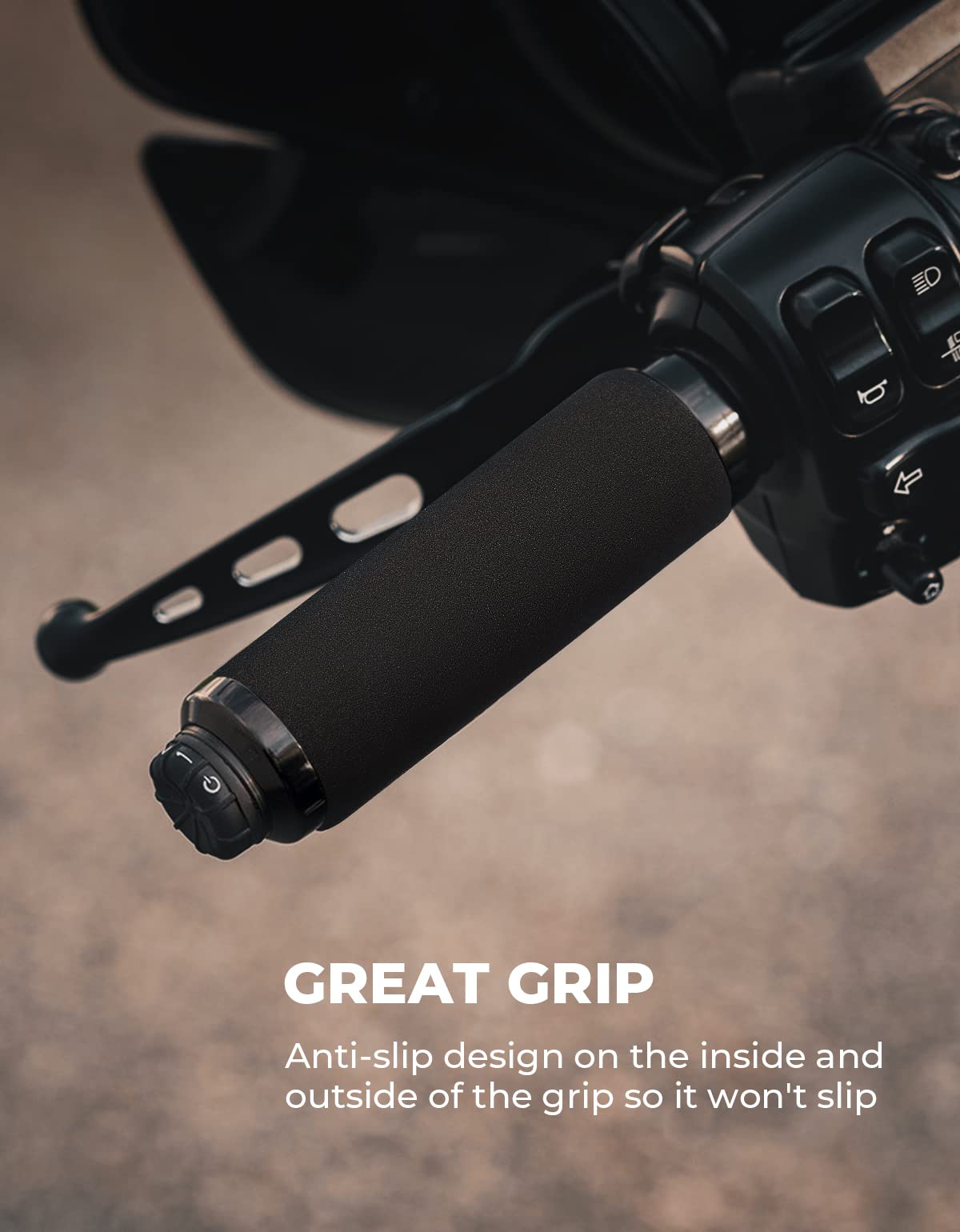 KEMIMOTO Universal Motorcycle Handlebar Grips,2PCS 1.22" Foam Motorcycle Grips Soft Foam Anti Vibration Non-Slip Comfort Motorcycle Grips, Black