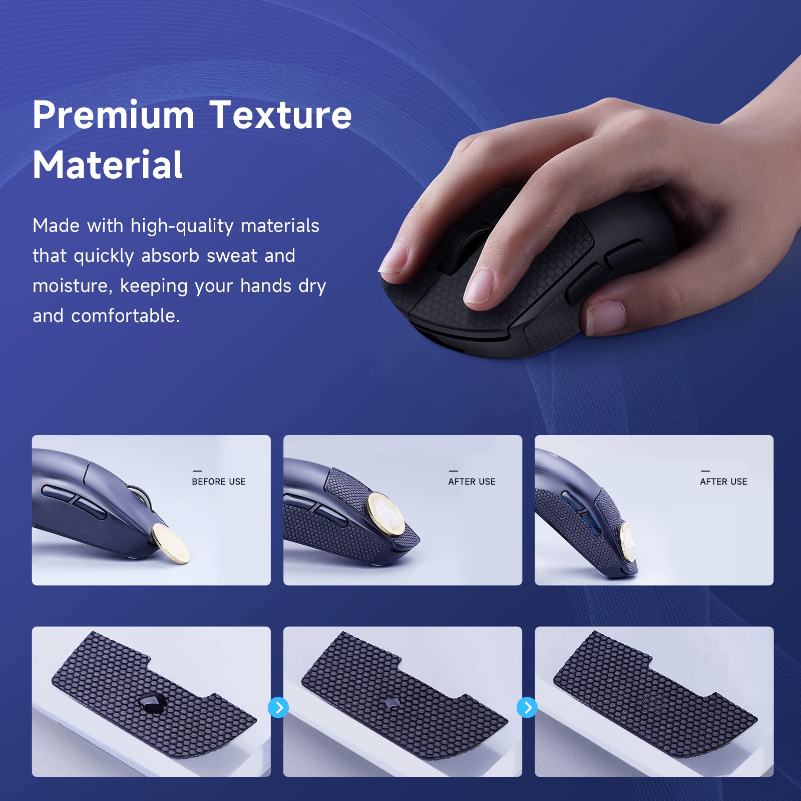 JINGDU Gaming Mouse Anti Slip Grip Tape and Mouse Feet Set Compatible with Loogitech 305 LIGHTSPEED Wireless Gaming Mouse, Gaming Mouse Skin with Mouse Feet, Mouse Anti Sweat Grip, Black X