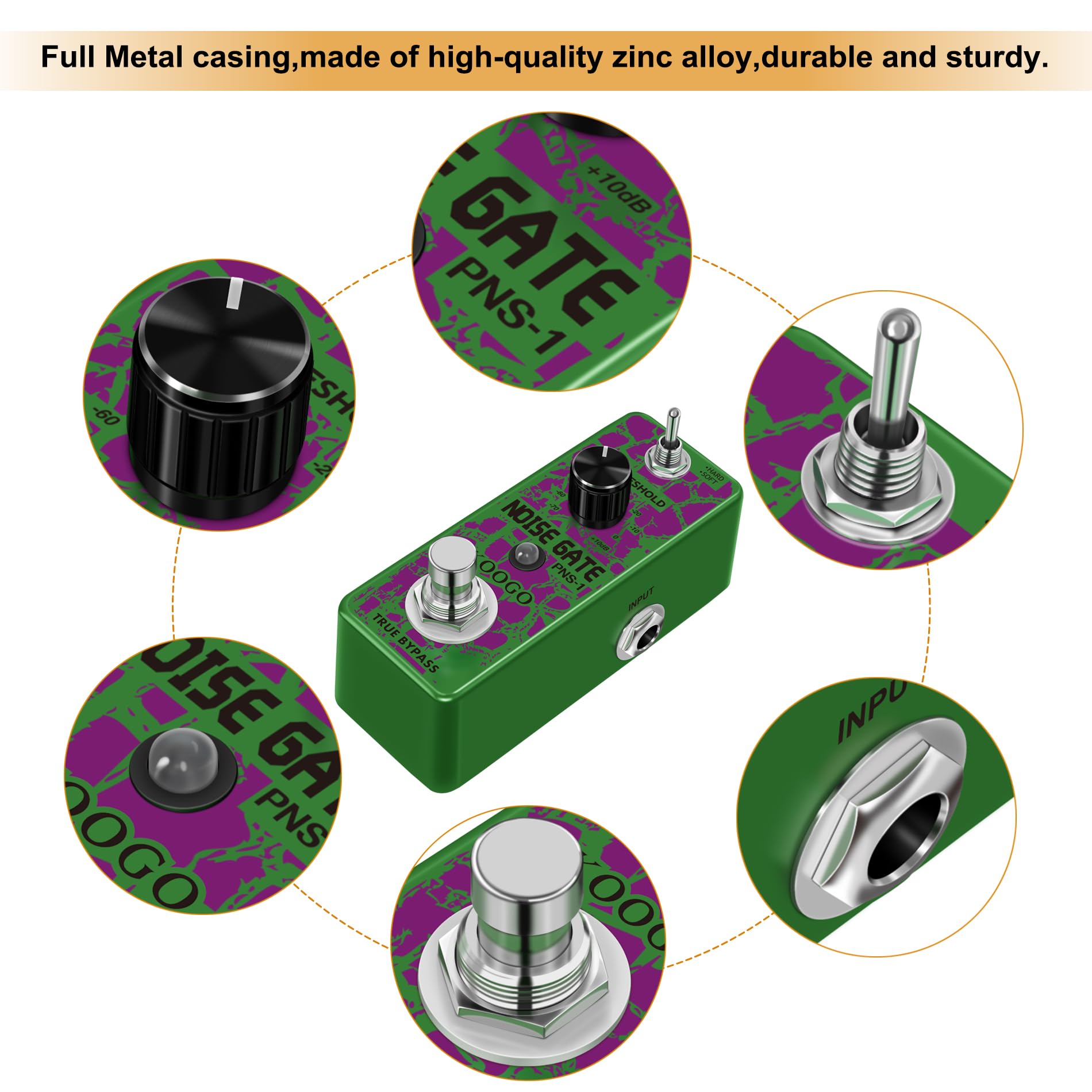 Koogo Guitar Noise Gate Pedal Noiser Killer Pedals For Electric Guitars Guitarist Basic Suppression Noises Effect Pedal