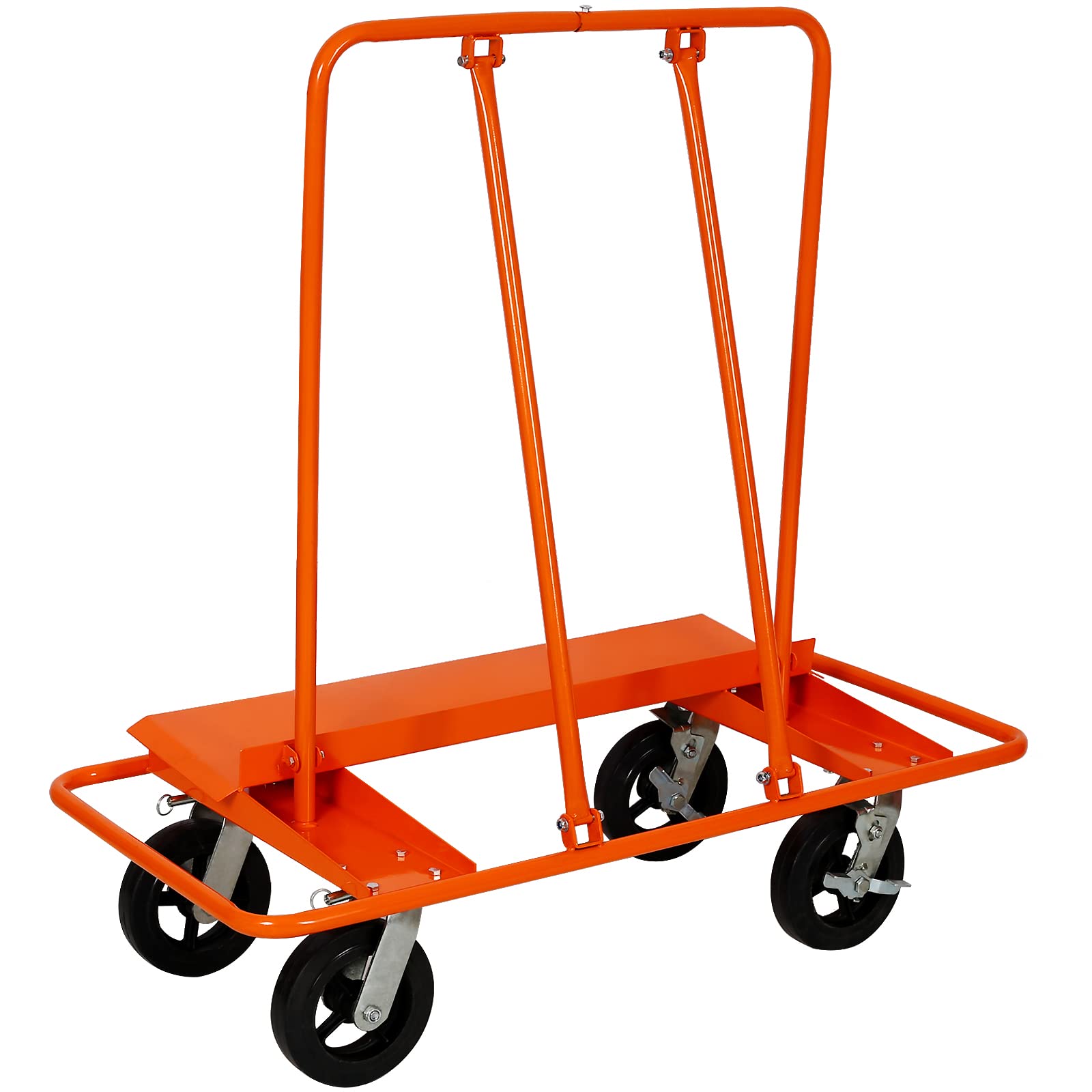 Veemuaro Drywall Sheet Cart, Heavy Duty Panel Dolly Cart 2400LBS Load Capacity with Four 8" Rubber Wheels, Rolling Dolly for Garage, Home, Warehouse (Orange)