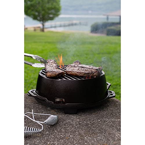 Lodge L12RG Cast Iron Round Kickoff Grill, 12 inch, Black