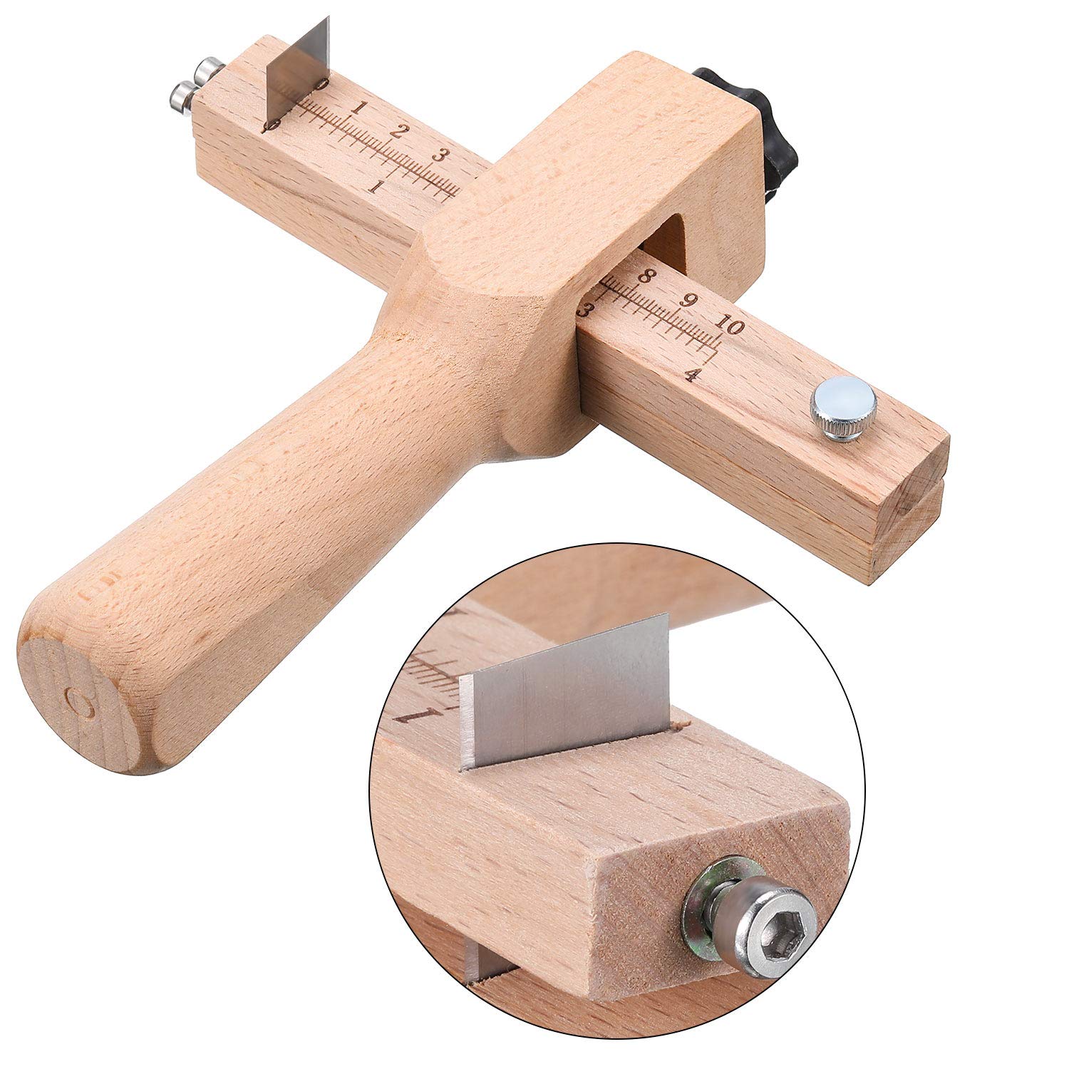 Jovitec Leather Strap Cutter, Strip and Strap Leather Wood DIY Craft Hand Cutting Tool Adjustable with 5 Blades