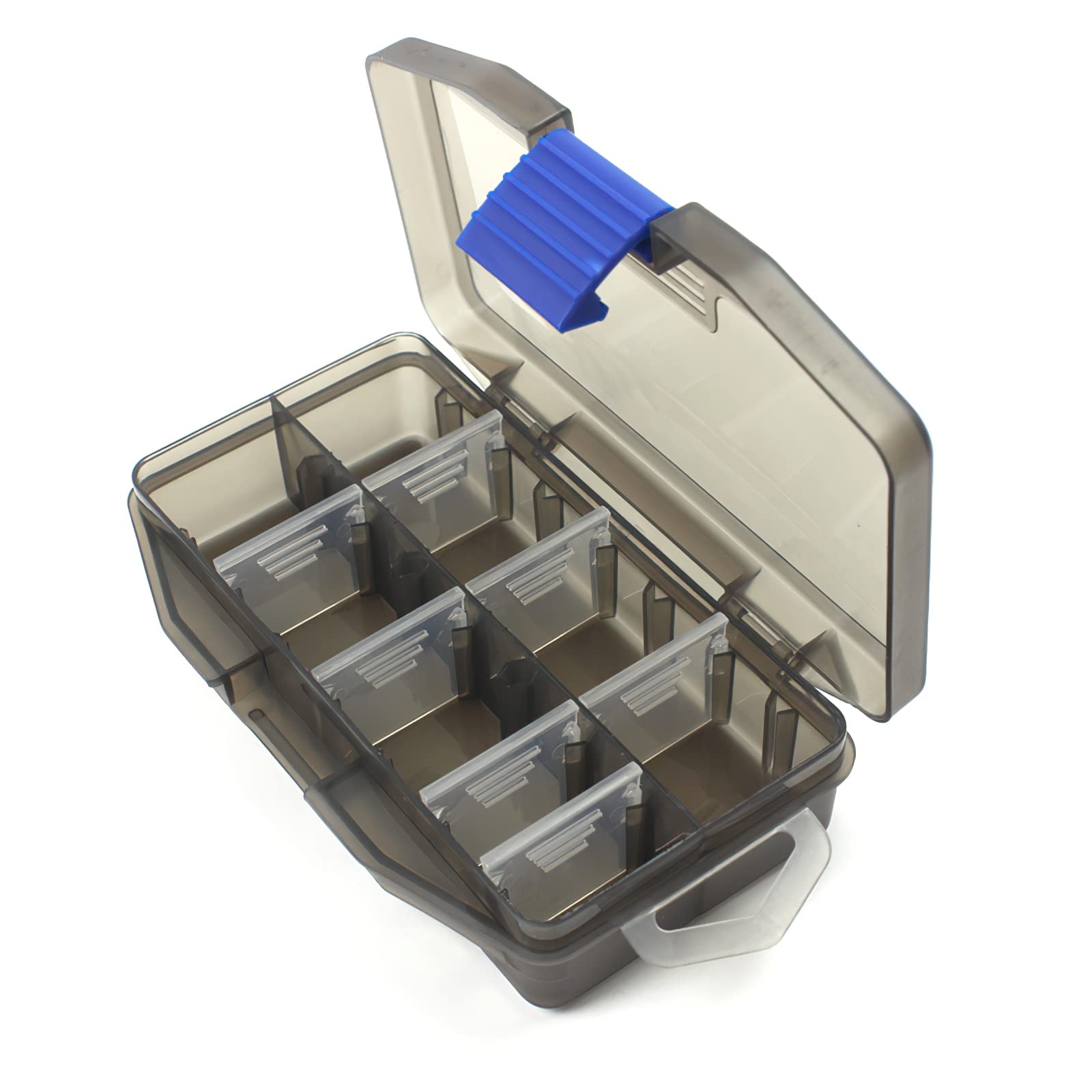 Piscorush 2 Pcs Fishing Tackle Box Hard Tackle Case Plastic Storage Organizer Portable Hooks Lure Baits Storage Swivels Jigs Hooks Sinker Fishing Accessories (Model B 2Pcs)