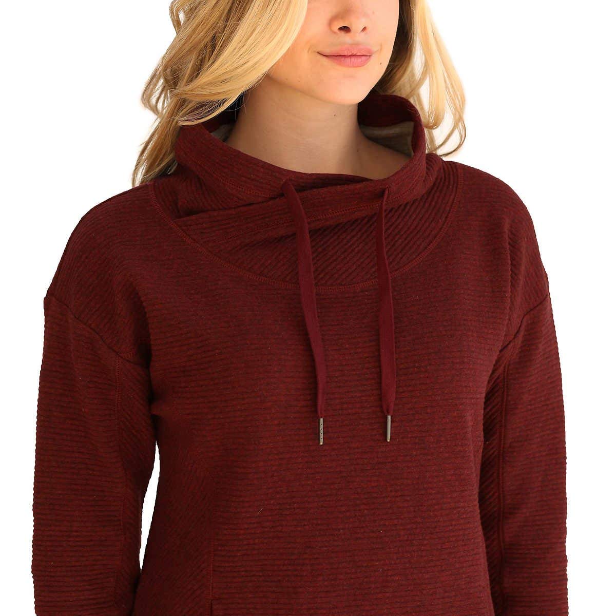 Kirkland Signature Ladies' Mock Neck Pullover (Red, Large)