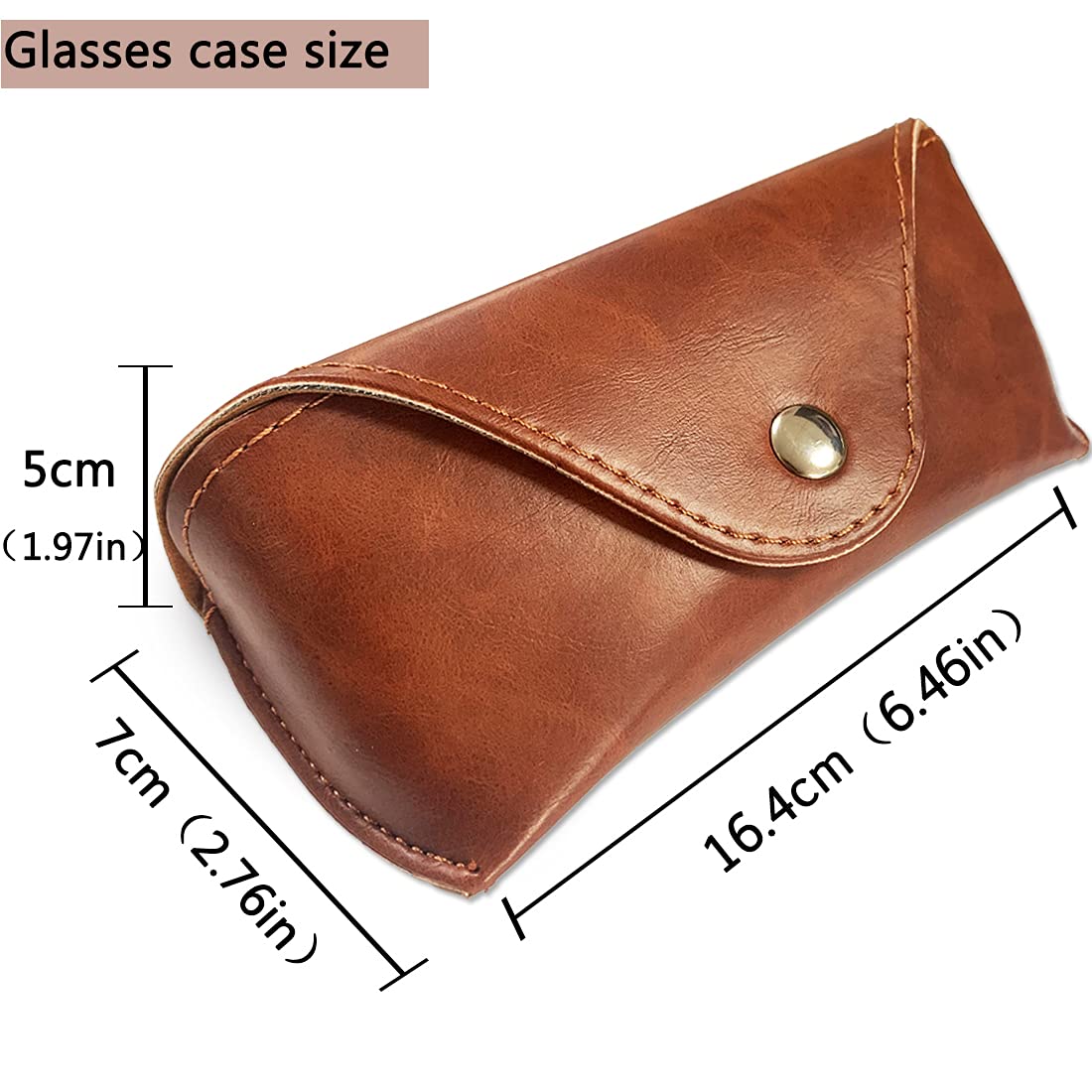 LogHog Portable Leather Glasses Case,Mother's Day Gifts Durable Soft Sunglasses Pouch Slim Case for Women Men Horizontal Eyeglass Case (Button - Brown)