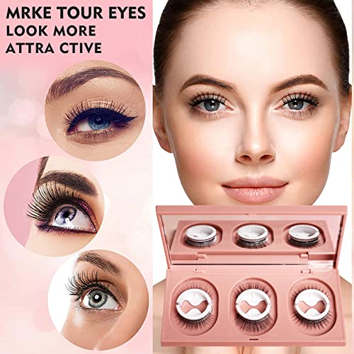 SAOTAENG Reusable Self-Adhesive Eyelashes No Lashes or Glue Needed, False Lashes Stable and Easy to Put On, Natural Look and Waterproof Fake Eyelashes, Gift for Women (3-Pairs)…
