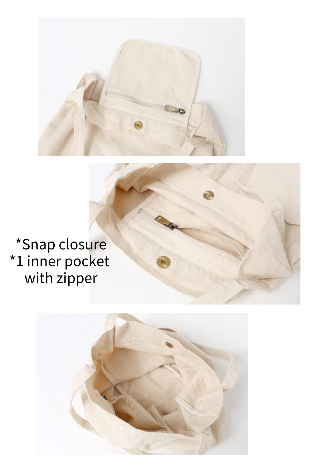 Jeelow Canvas Bucket Tote Shoulder Bag Handbag Purse Women (Beige)