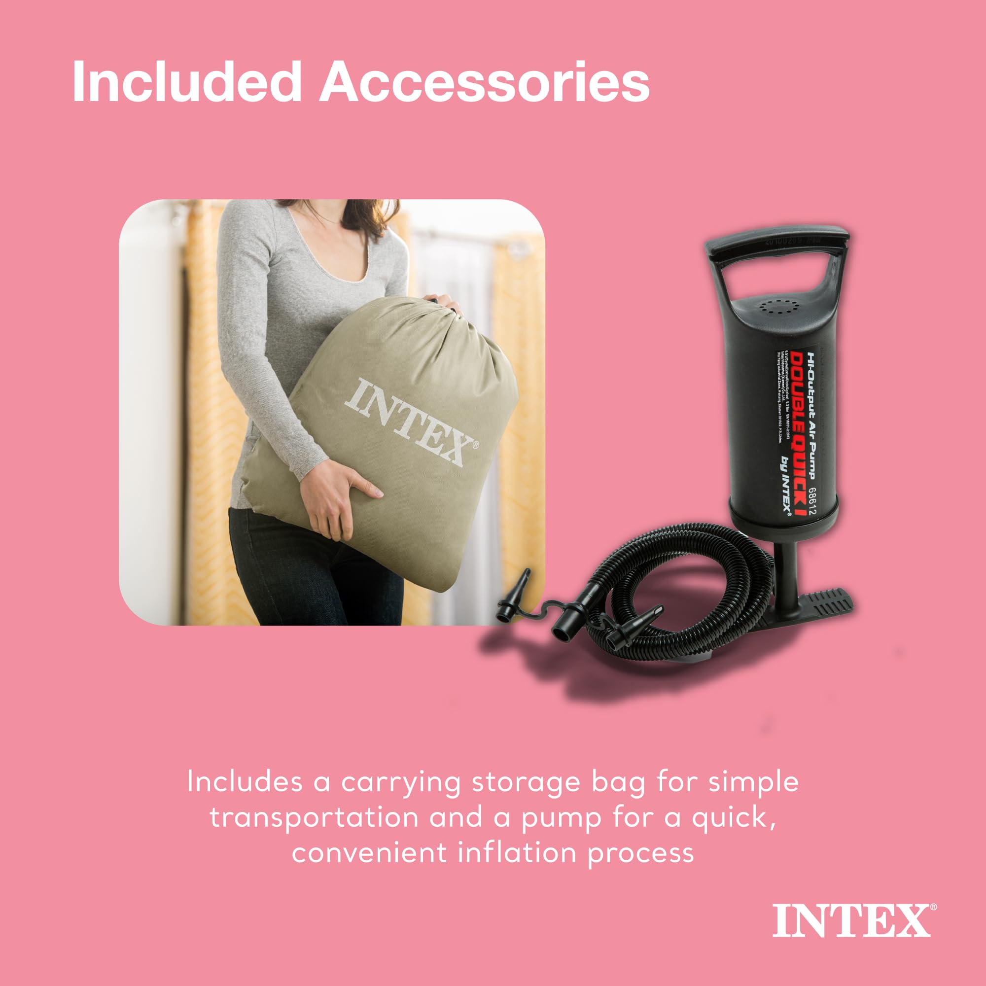 Intex 66810EP Inflatable Kidz Travel Bed Set: Includes Hand Pump and Carry Bag β Removable Mattress β Quick Inflation β Indoor Use β 28" x 52 x 4