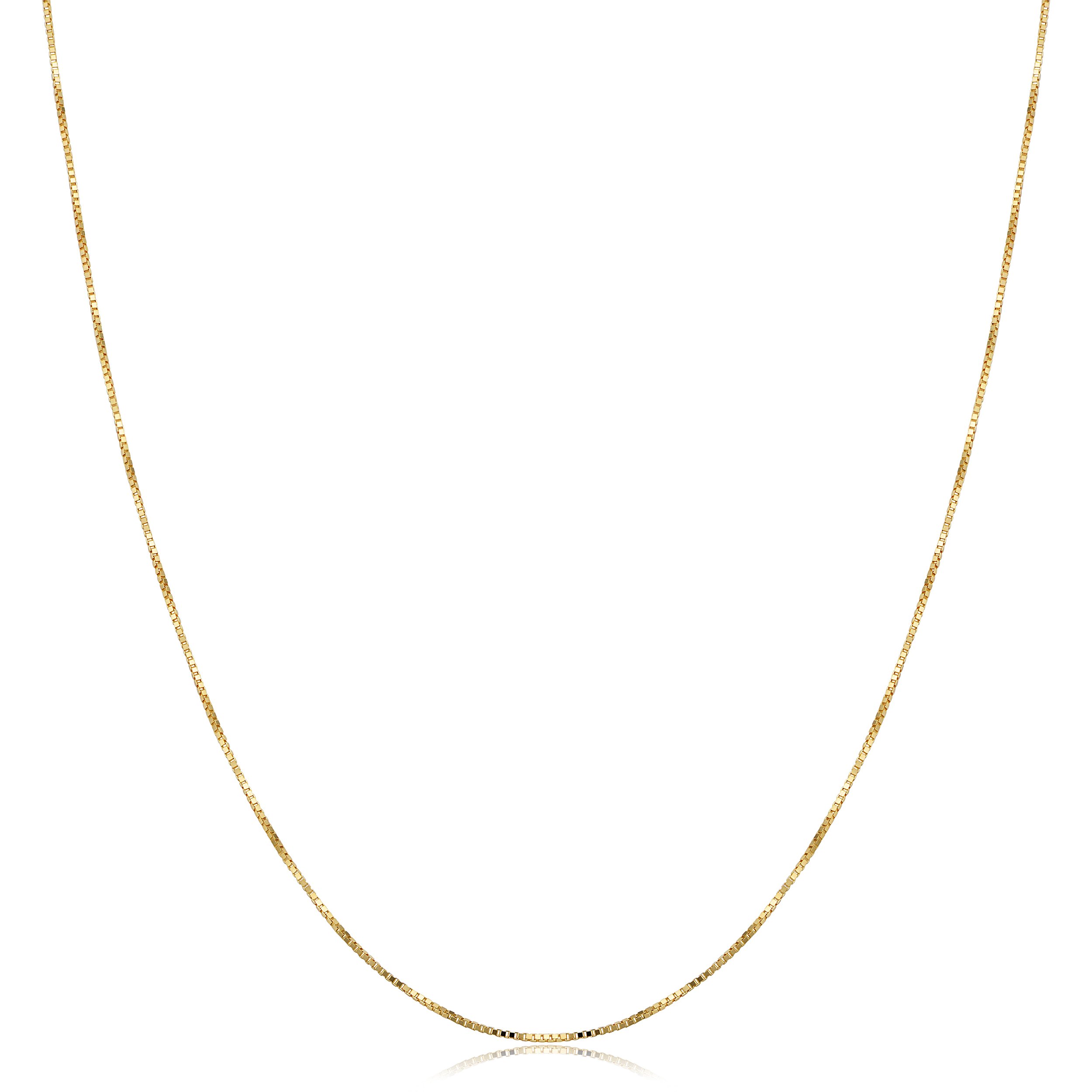 Kooljewelry 18k Yellow Gold Venetian Box Chain Necklace (0.5 mm, 20 inch)