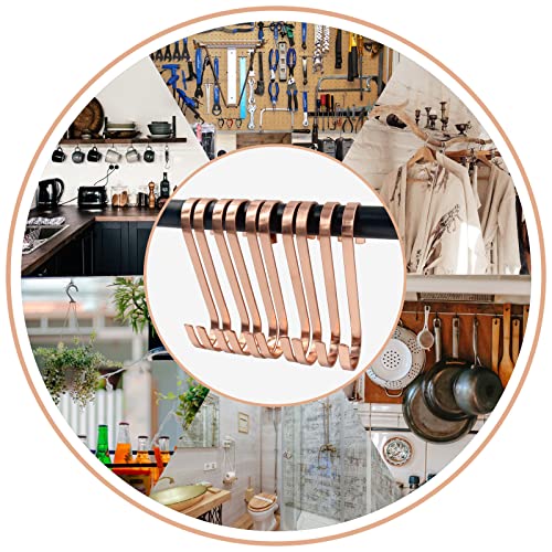 WEYEEN 10PCS Rose Golden S Hooks 4.7 inch,Stainless Steel Heavy Duty S Hooks for Kitchen Utensils, Plants, Pot, Pan, Cups and Towels