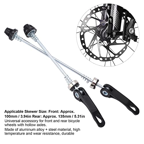 Pwshymi Bike Hub Quick Release Rod, Quick Release Lock Skewers High Temperature Resistance Bicycle Accessories Universal Heavy Duty 1 Pair for Road Bike(Black)