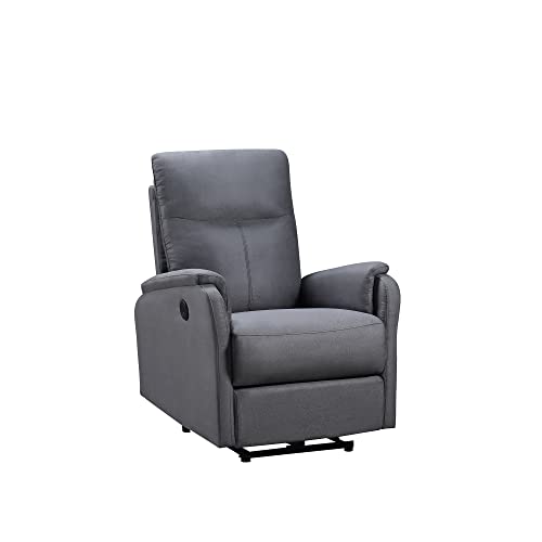 LIADTOP Electric Power, Fabric Single Sofa Recliner Function,Ergonomic Lounge Chair, Home Theater Seating with USB Charge Port for Small Room,Grey