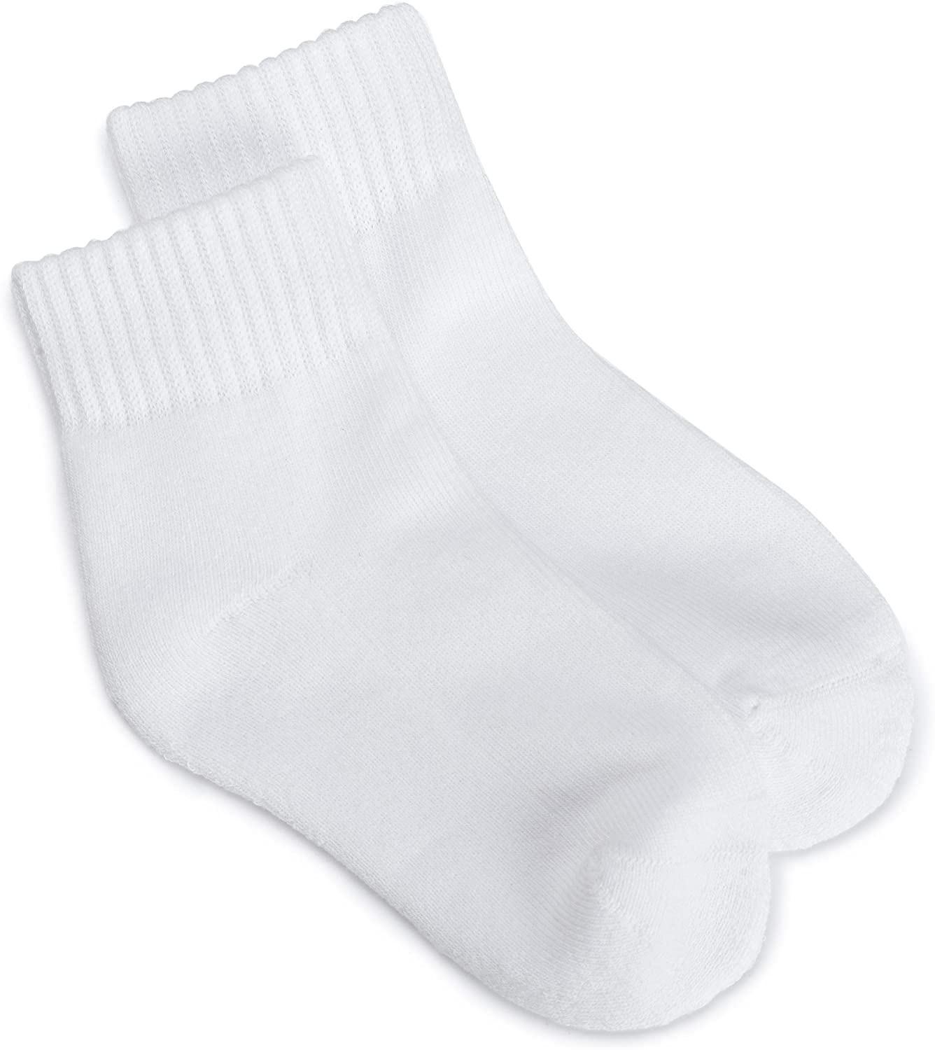 Jefferies Socks Mens Quarter Half Cushion Seamless Sport Socks 6 Pair Pack (Sock: 10-12/Shoe: 9-13, White)