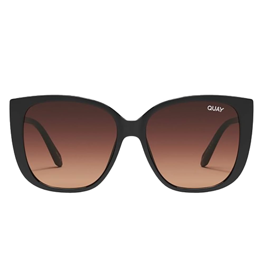 Quay Australia Ever After 54mm Square Black/Chocolate Paprika Cat Eye Square Oversized Sunglasses