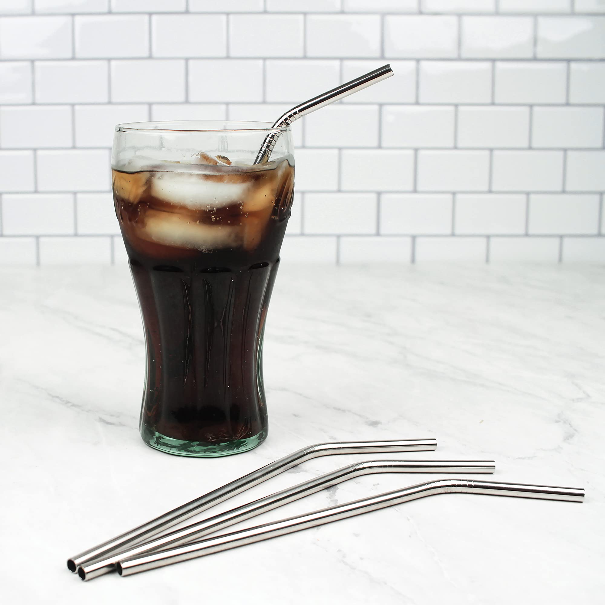 RSVP International Endurance Stainless Steel 8.5" Drink Straws, 4 Count | 5mm Fits Most Tumblers | Reusable & Durable | For Smoothies, Frappes, Sodas, Tea & More | Dishwasher Safe