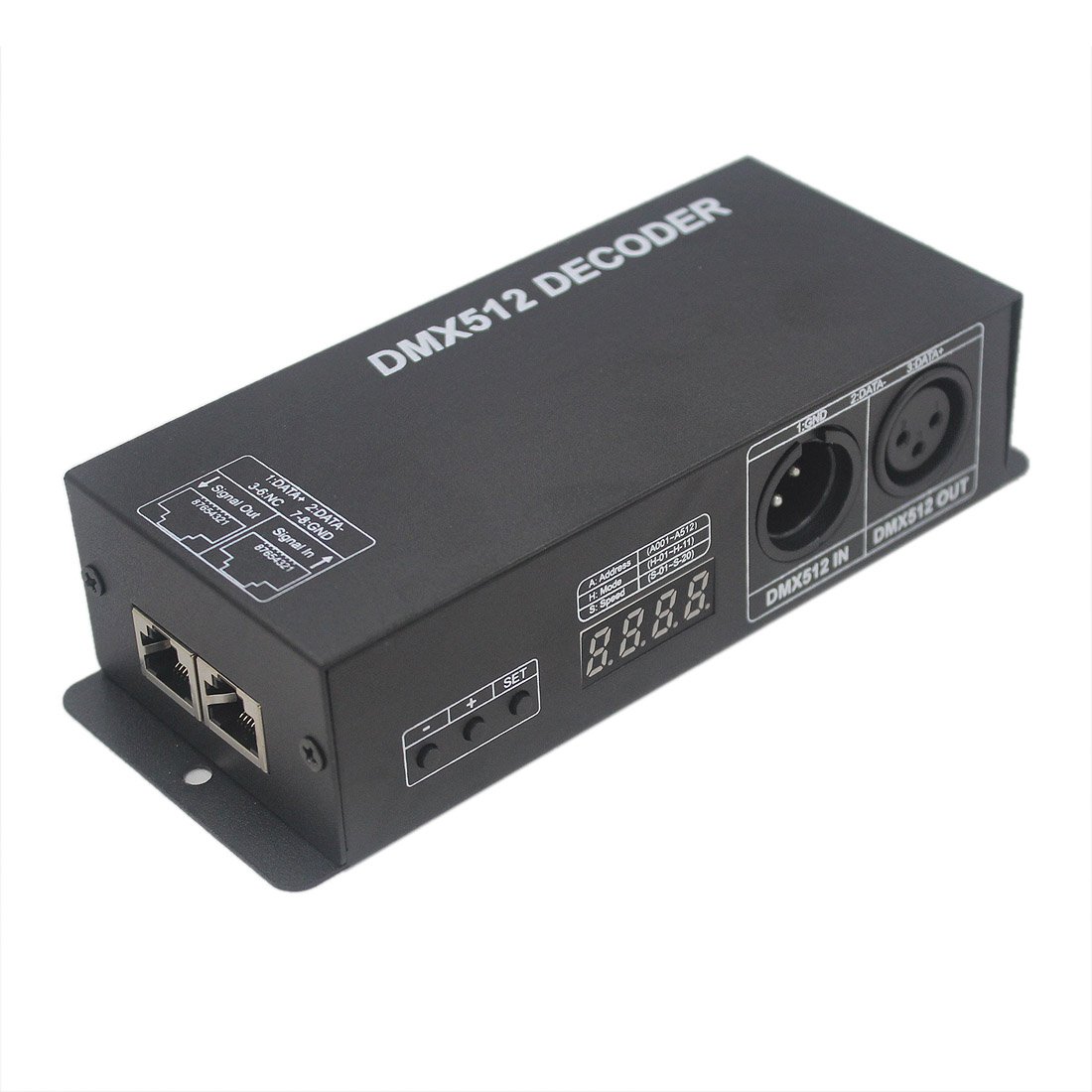 JOYLIT DMX512 Decorder LED Controller 3 Channels 3X8A 288W Digital Display DC 12V-24V for RGB 5050 3528 LED Strip Light