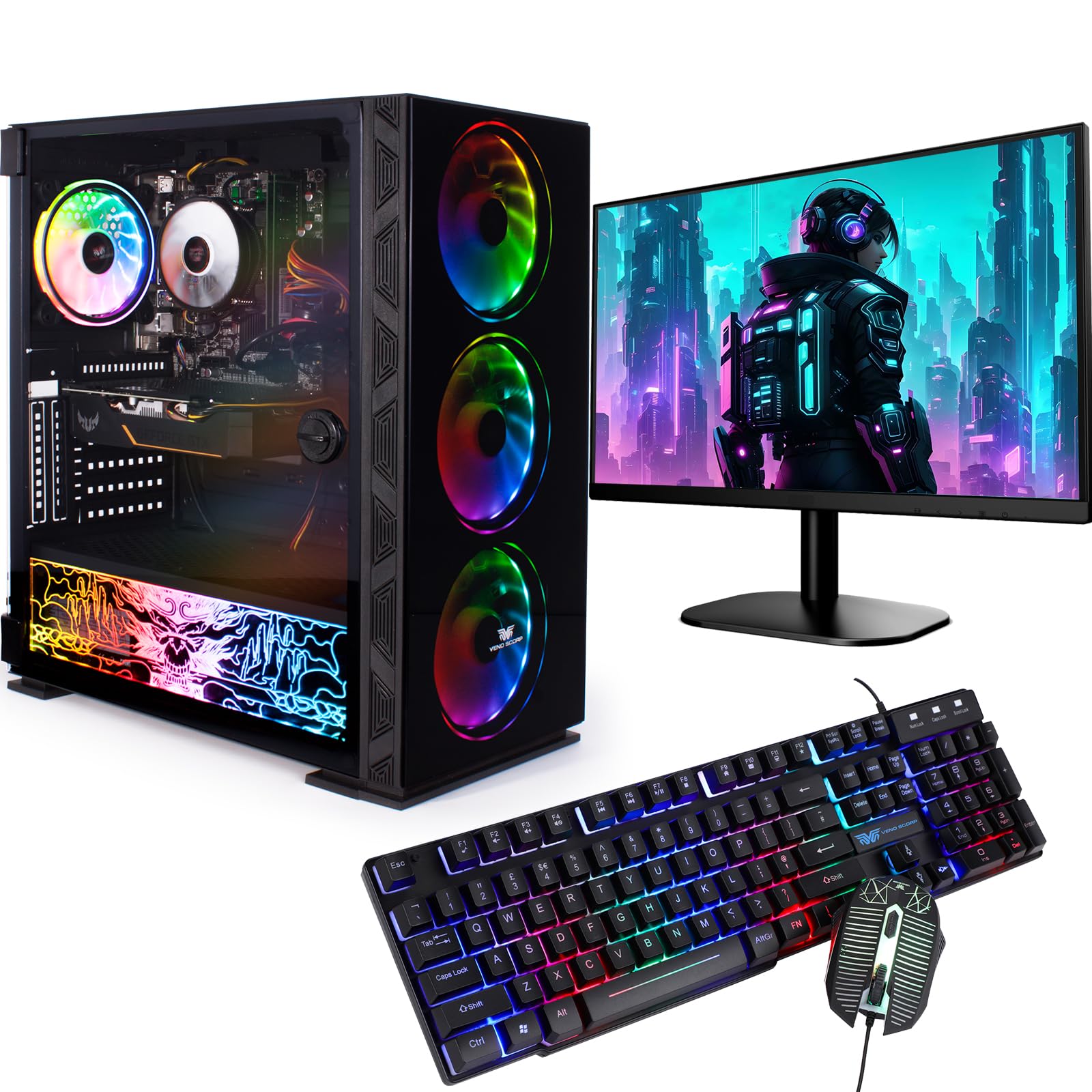 Veno Scorp Budget Gaming PC 22” Bundle Intel Core i5-8GB RAM - 500GB HDD – GT 710 2GB NeonZilla ARGB Gaming Case - WINDOWS 10