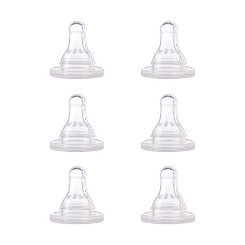 NUK First Essentials Silicone Baby Bottle Nipples, Slow Flow, 6 Pack