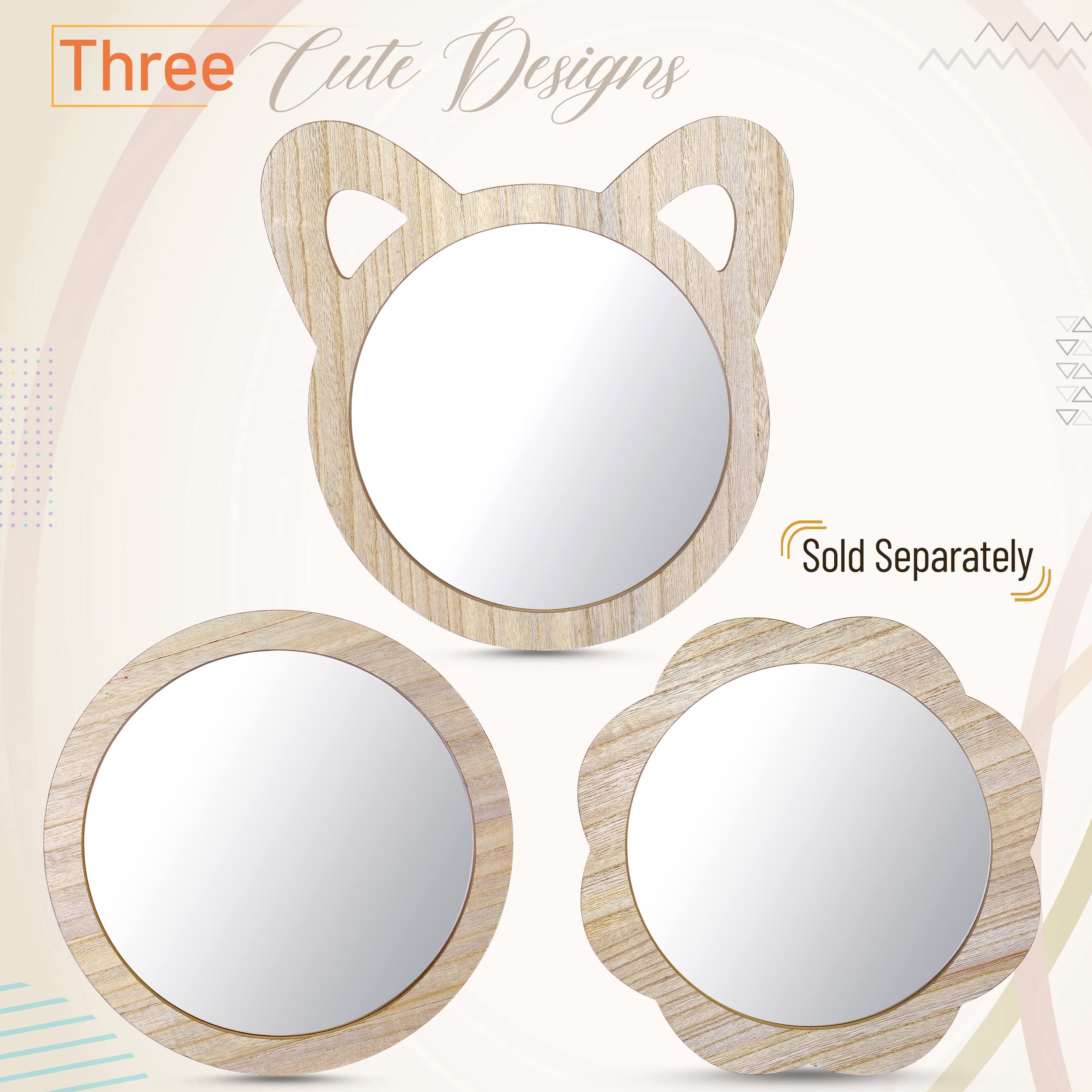 Round Wood Framed Mirror for Nursery Room Round Mirror Nursery Decor, Hanging Wall Mirror (Circle)