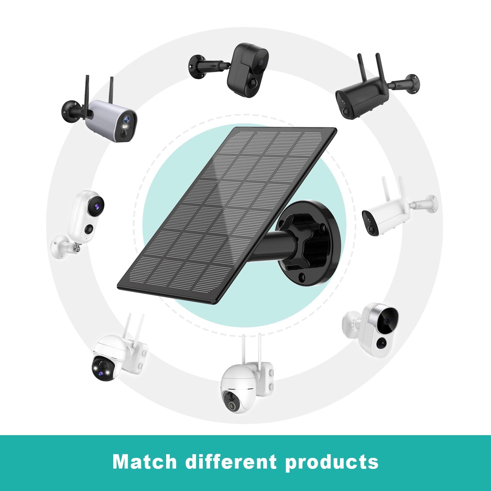 Solar Panels for DC 5V Outdoor Rechargeable Battery Camera, Solar Panel for Security Camera, Solar USB Charger with Micro USB & USB-C Port, 9.8ft Cable, Adjustable Wall Mount, IP65 Waterproof, 2 Pack