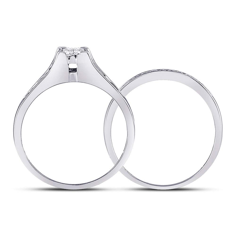Jewels By Lux 10kt White Gold Womens Princess Diamond Bridal Wedding Engagement Ring Band Set 1/2 Cttw Ring Size 11