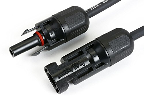 Temco 1 Pair 100 ft Solar Panel Extension Black Connector Male Female 10 AWG Gauge PV Cable Wire