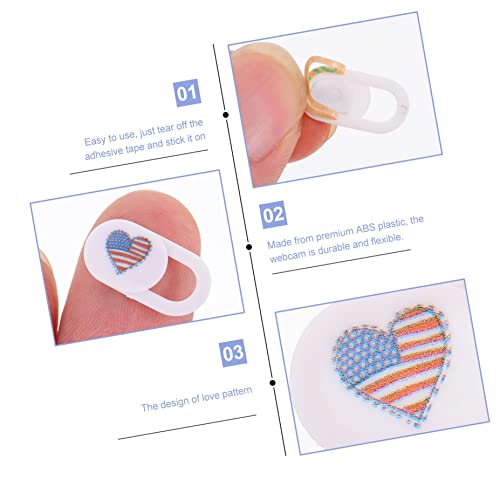 SOLUSTRE 3pcs Slide Camera Ultra- and Webcam Smartphone Pattern Cartoon Your Tablet Flag Lens Thin Lovely for Cover Privacy Shutter Heart Notebook Cell Protects Phone Slider Computer US