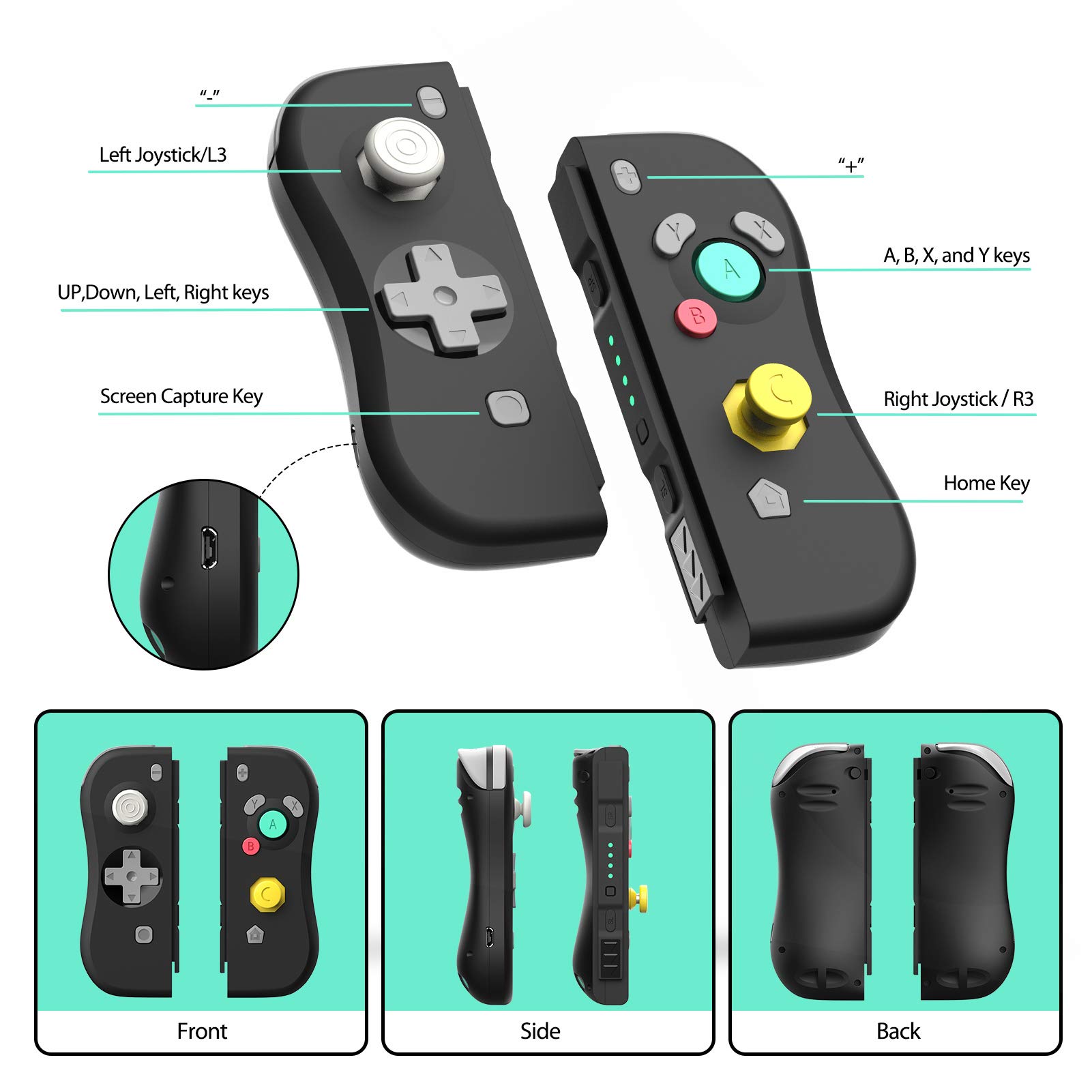 Joy con Controller Compatible with Switch/Switch OLED, Replacement for Switch Joy Con, Wireless Left and Right Controllers Support Motion Control/Dual Vibration