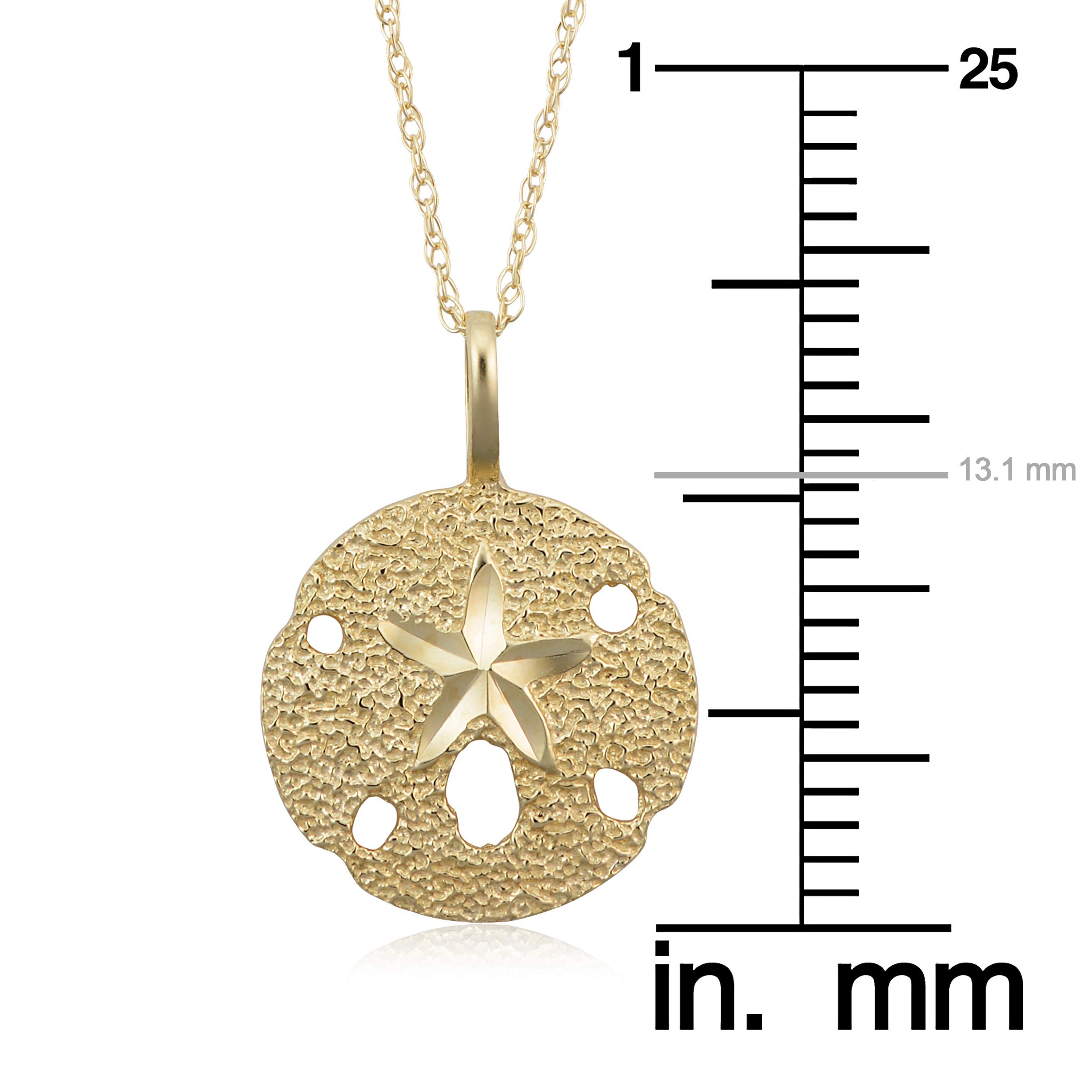 Kooljewelry 14k Yellow Gold Sand Dollar Starfish Pendant Rope Chain Necklace (18 inch)