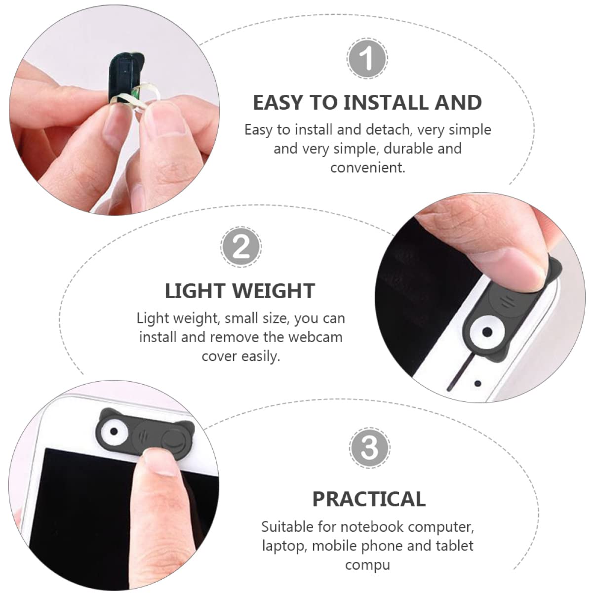 SOLUSTRE 9 pcs Camera Cover Web Camera Shutter Black Camera Lens Cover Webcam Slide Cover Webcam Sliding Blocker Cover Webcam Cover Computer Privacy Covers tabletd Thin Slider abs Protector