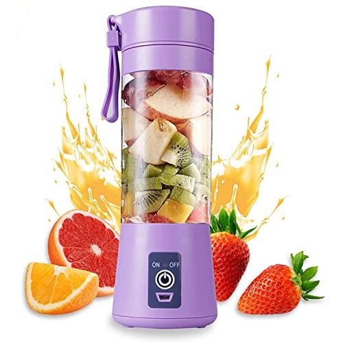 Portable Blender Smoothies Personal Blender Mini Shakes Juicer 380 ml Cup USB Rechargeable (Purple)