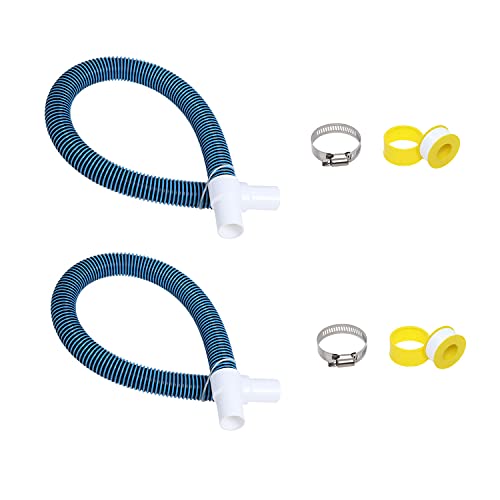 Swimming Pool Vacuum Hose 1 1/2" Pool Filter Hose for Above Ground and Inground Pools with Hose Clamp Kink-Free Swivel Cuff PTFE Tape, Swimming Pool Replacement Hose, 3FT (2 set)
