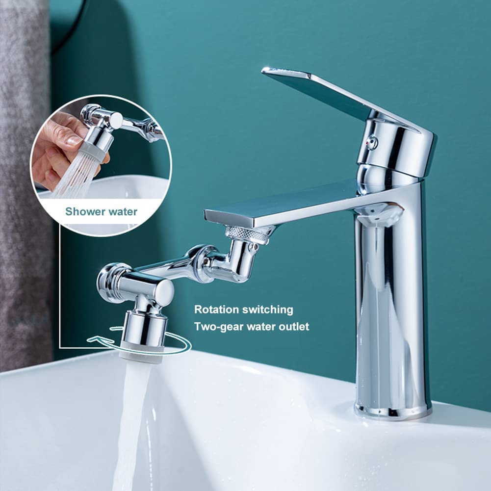 Rotating Faucet Extender Aerator 1080°+360° Universal Large Angle Robotic Arm Water Nozzle Swivel Faucet Extender, Bathroom Sink Faucet, Aerator Face Washing, Gargle and Eyewash Station