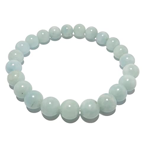 Satin Crystals Aquamarine Bracelet Calm Blue Birthstone Gemstones 9-10mm / 7 Inches