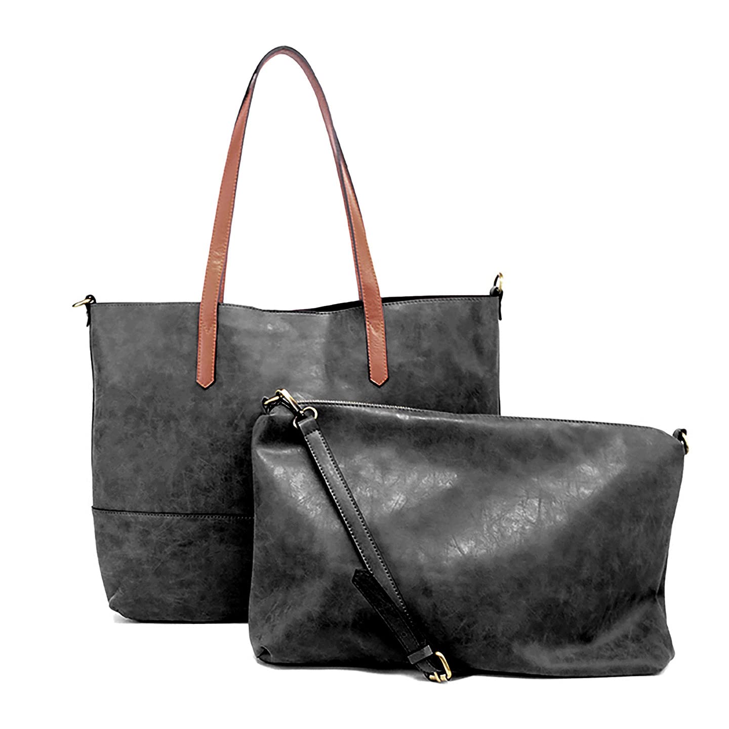 Joy Susan Women's Brushed 3in1 Tote Bucket Handbag