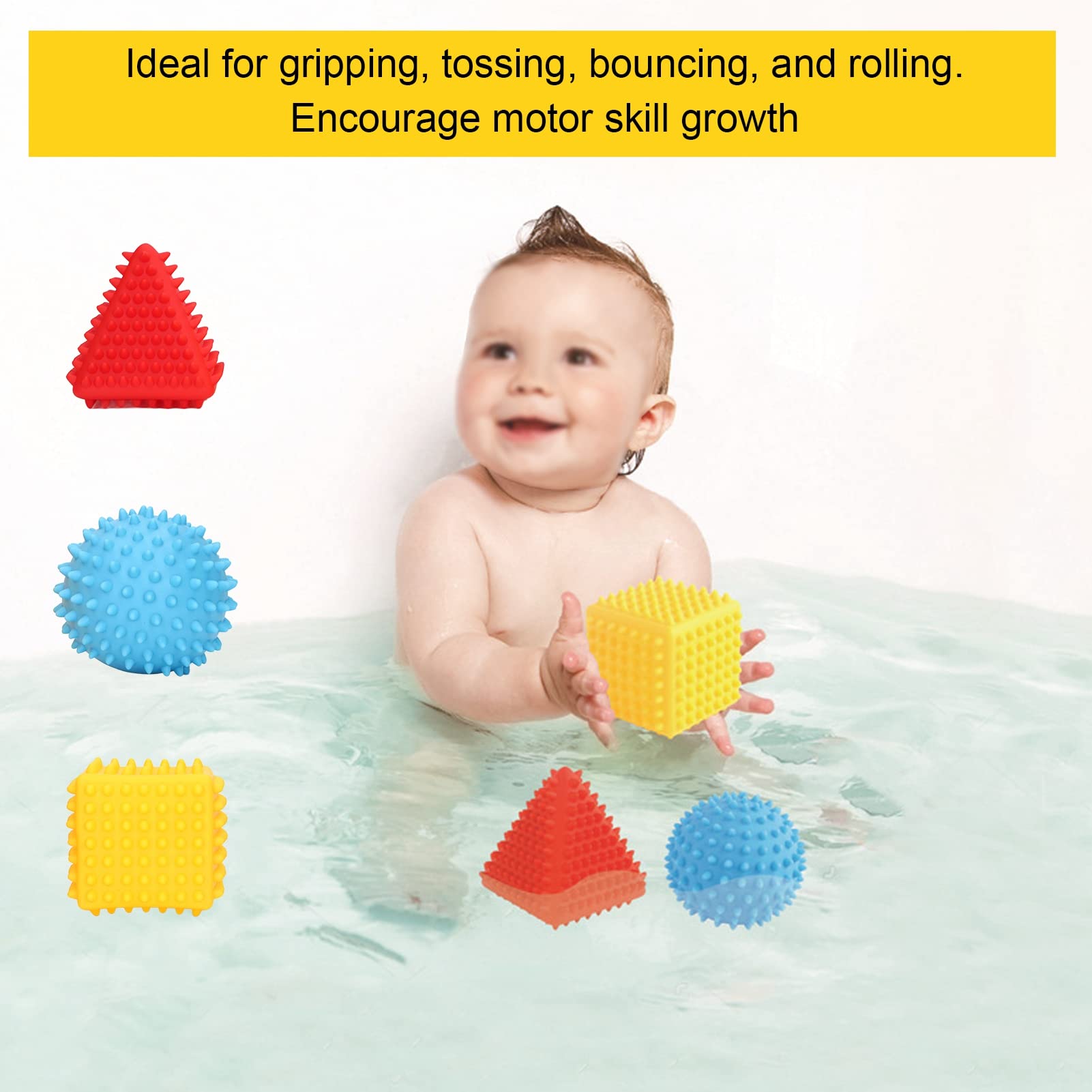 Qinlorgo Toddler Balls, Motor Skills 3 Pieces Baby Ball Set for Home for Training for 6 Months