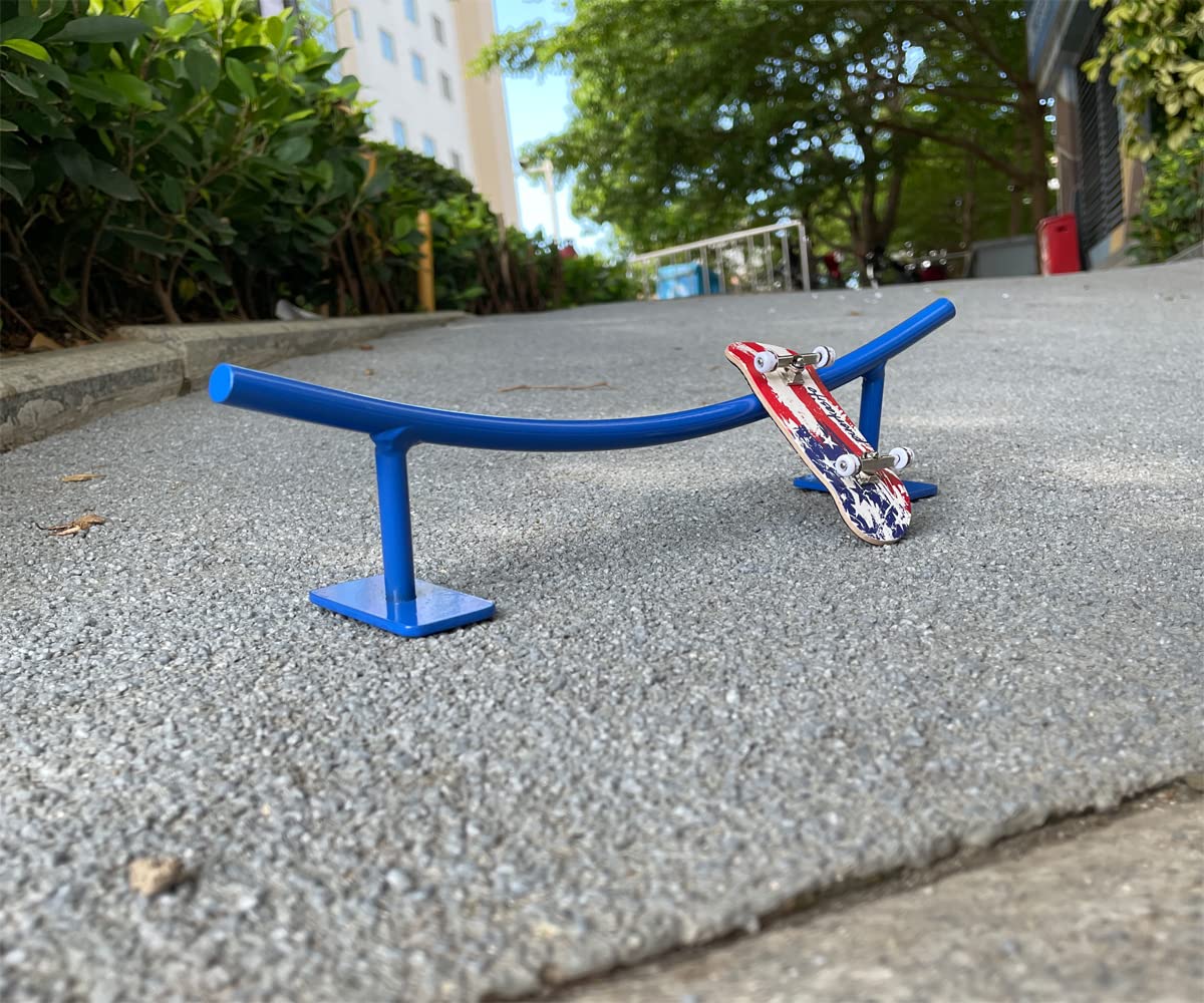 Puerkasito Fingerboard Rail Fingerboard Obstacles for Tech Decks and Wooden Fingerboards Pro Fingerboard Obstacles Ironrail Round Fingerboard Ramp (Dark Blue)