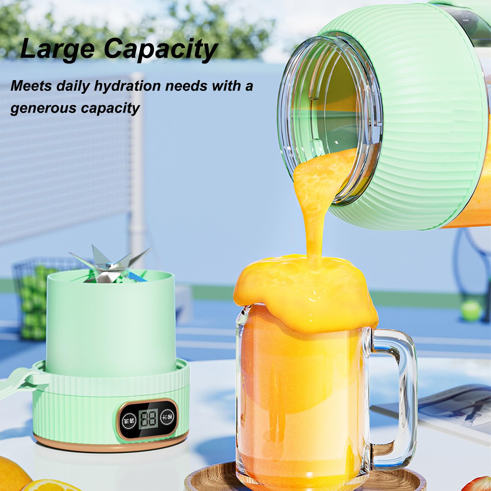 Yulyoie Juicer Cup-Yulyoie Multifunctional Portable Juicer Cup with Digital Display, Portable Juice Cup Blender USB Rechargeable, Carry It with You & 60 S Squeeze Juice Quickly (Green)