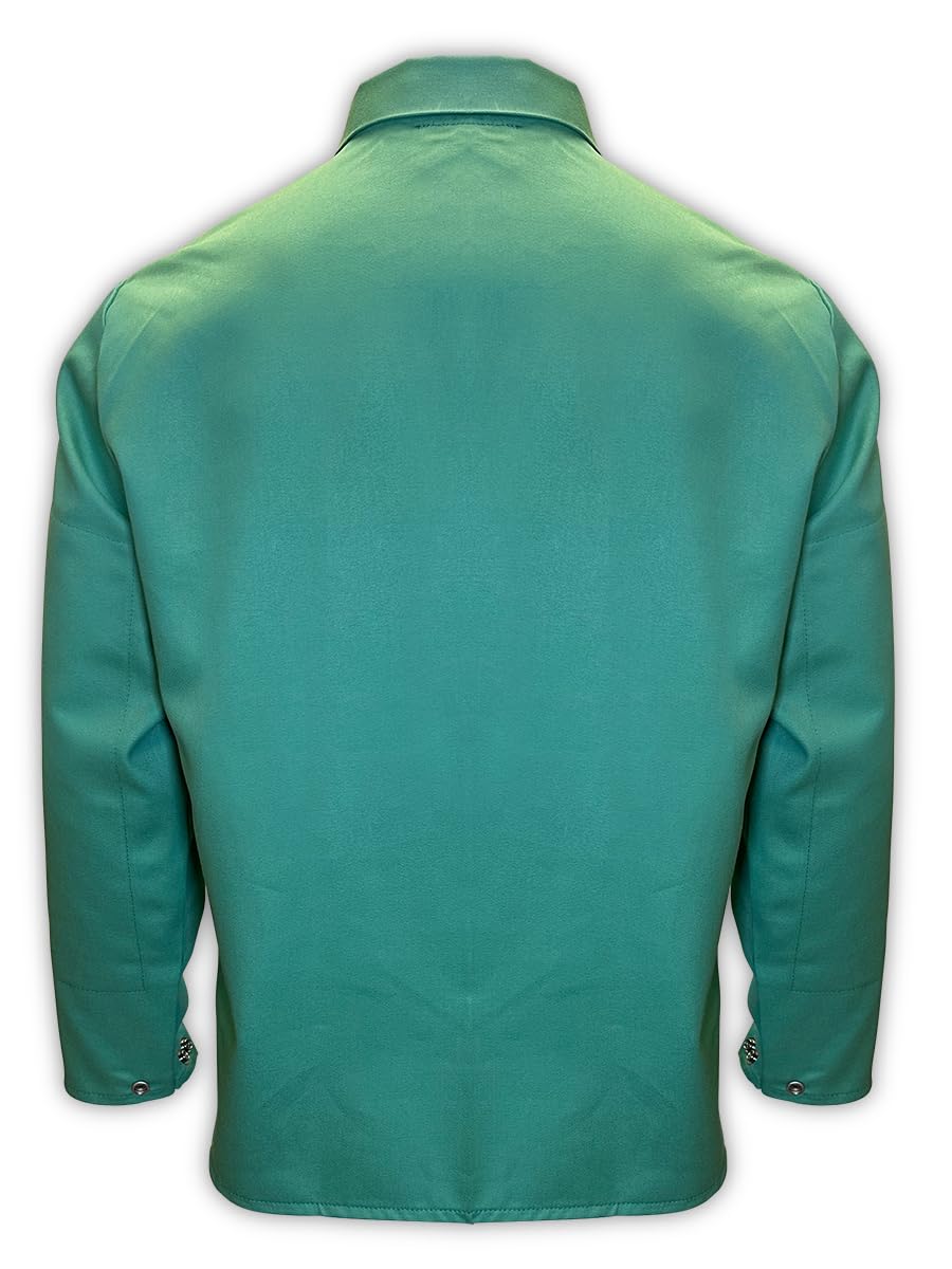 MAGID SparkGuard Flame Resistant Cotton Standard Weight Jacket, 1 Jacket, 30โ Length, Size XL, Green