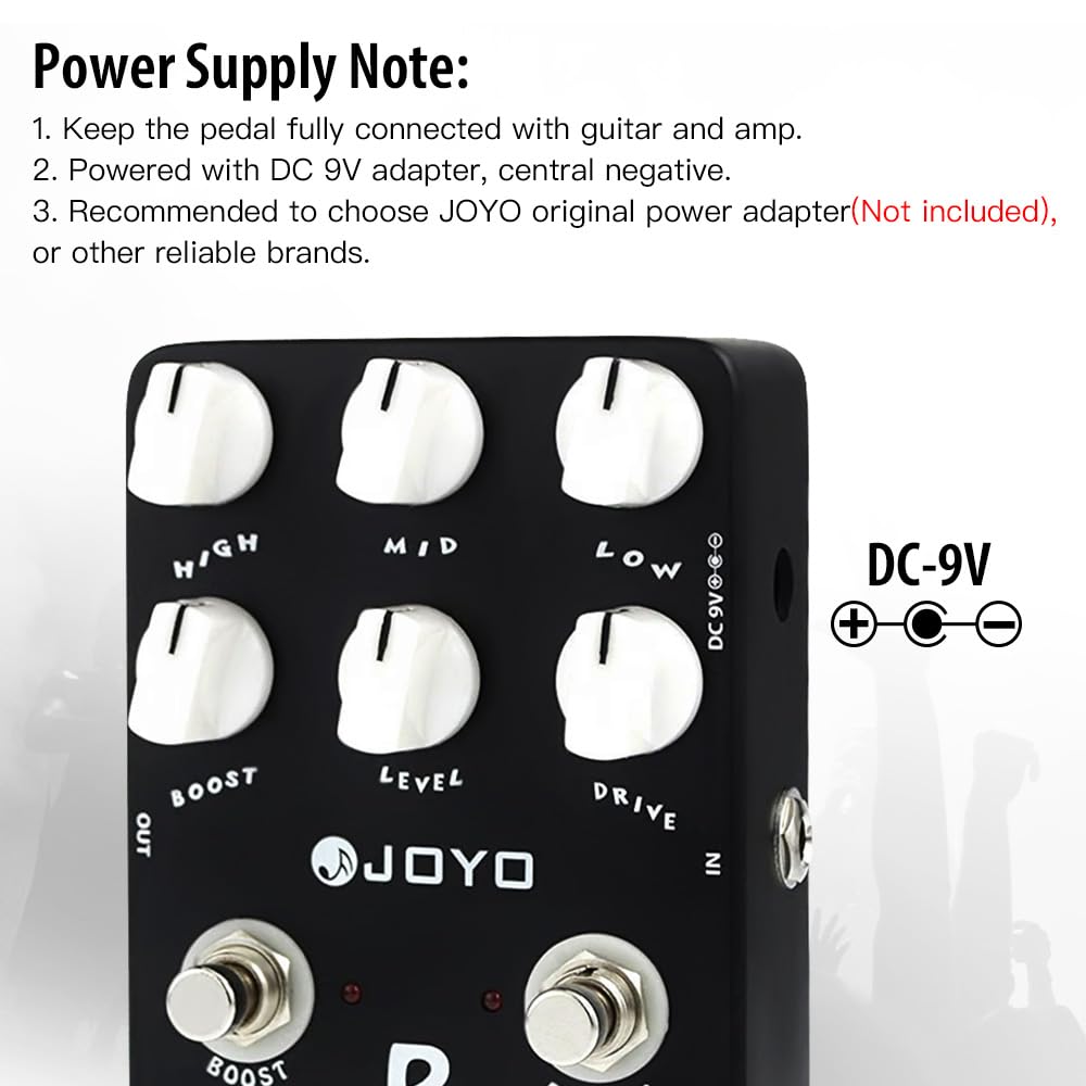 JOYO Metal Distortion Pedal with 3 Band EQ and Low-Mid-High Gain Boost for Electric Guitar Effect - Bypass (Extreme Metal JF-17)