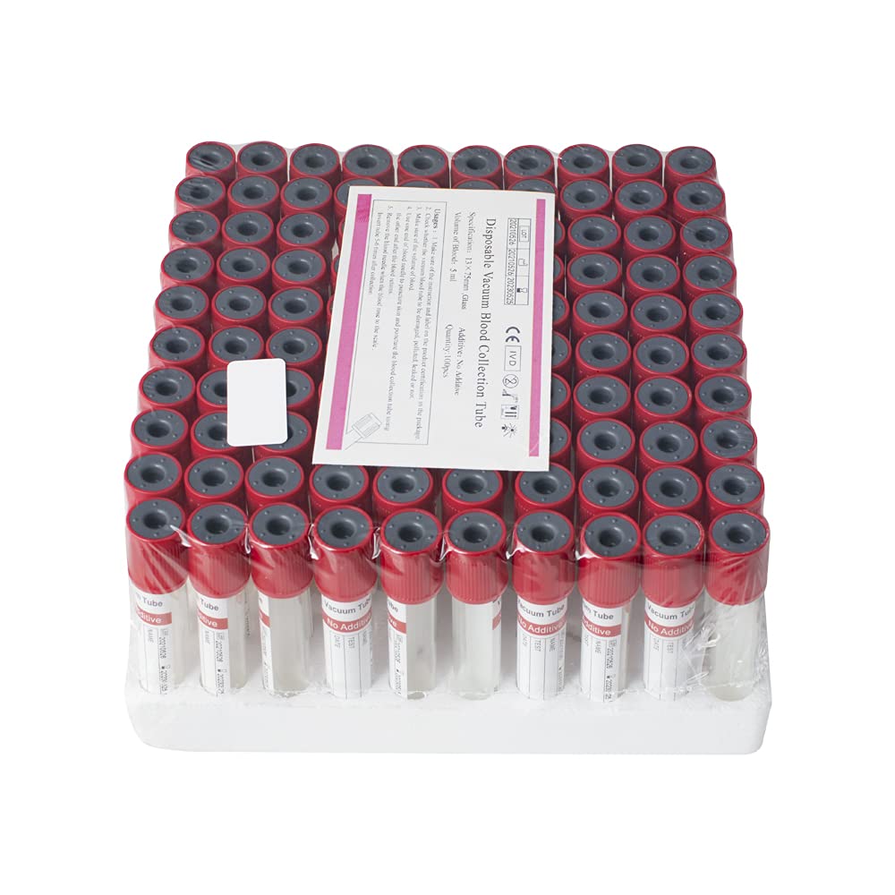 Veterinary Lab Vacuum Collection Tubes, 12 x 75mm, 5mL, 100pcs, Pet Supplies