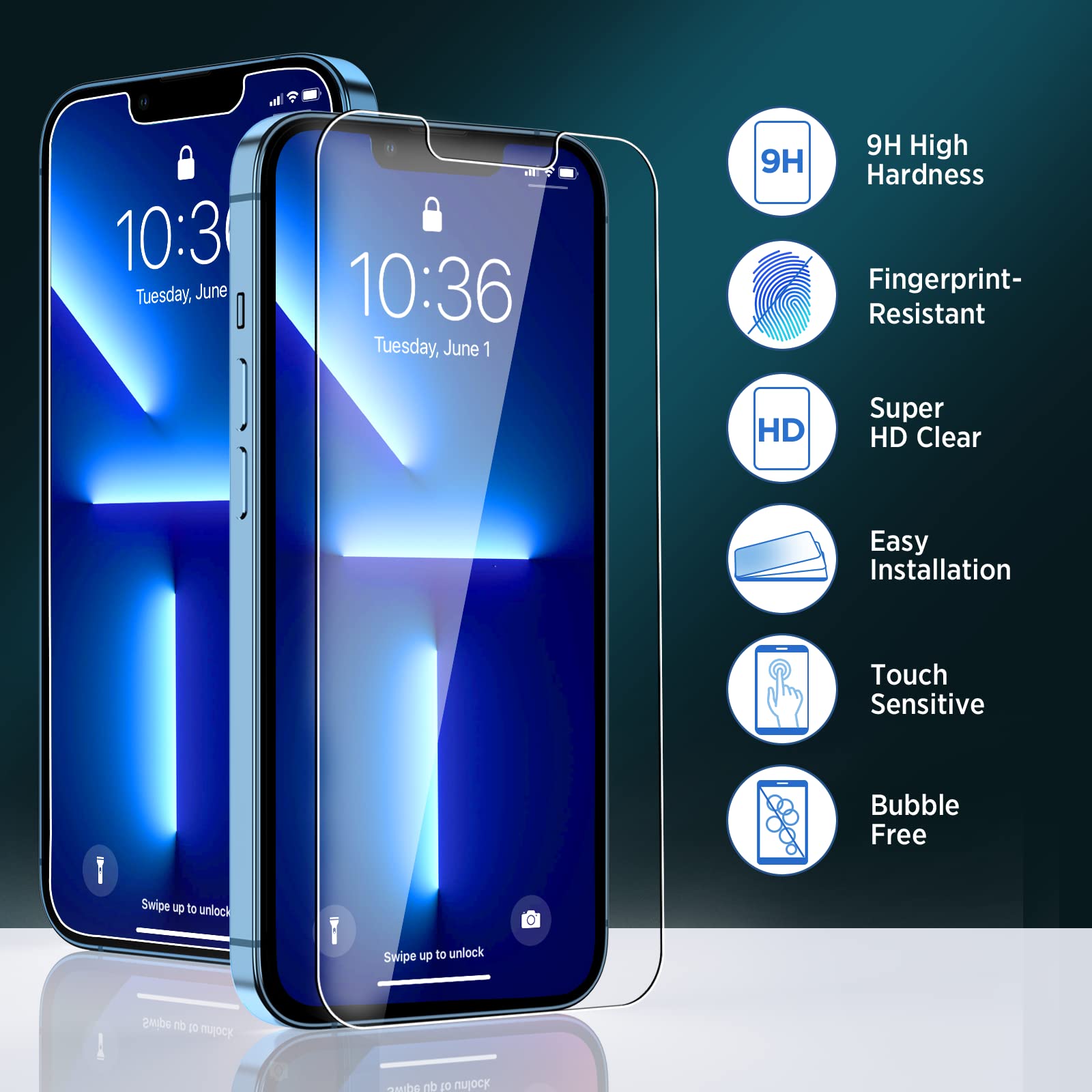 Invoibler 3 Pack Screen Protector Compatible with iPhone 14 Plus /13 Pro Max 6.7", iPhone 14 Plus /13 Pro Max Screen Protector Tempered Glass