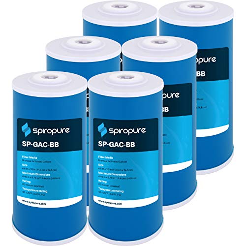 SpiroPure SP-GAC-BB 10x4.5 20 Micron Coconut Shell Granular Activated Carbon (GAC) Water Filter Cartridge GAC-BB 155153-43 (Case of 6)