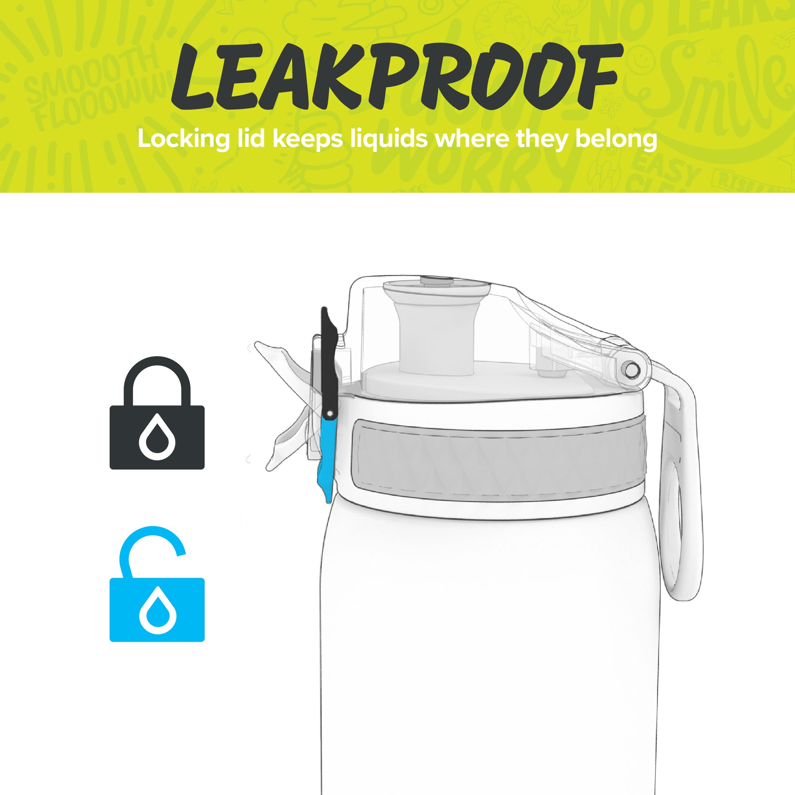 Ion8 Slim Leak Proof BPA Free Water Bottle, 500ml (18 oz), Solid Carbon