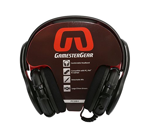IO CREST GamesterGear PC PS4 Xbox One Stereo Over-Ear Gaming Headset, Online Chat, Headphone with Detachable Micophone - iPad Mobile Tablet Mac