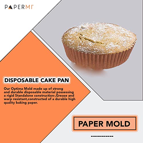 Round Paper Baking Mold 50pc, Disposable Eco- Friendly bakeware tart pans & Pie pan, Microwave Freezer Oven Safe, Providing Beautiful Forms for Bake & Serve, 3.5β x 1.25" 5oz